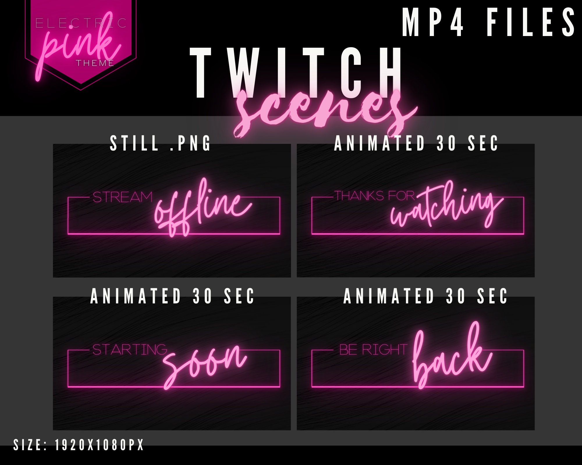 Neon Black and Pink Animated Twitch Streaming Package - Alerts, Panels ...