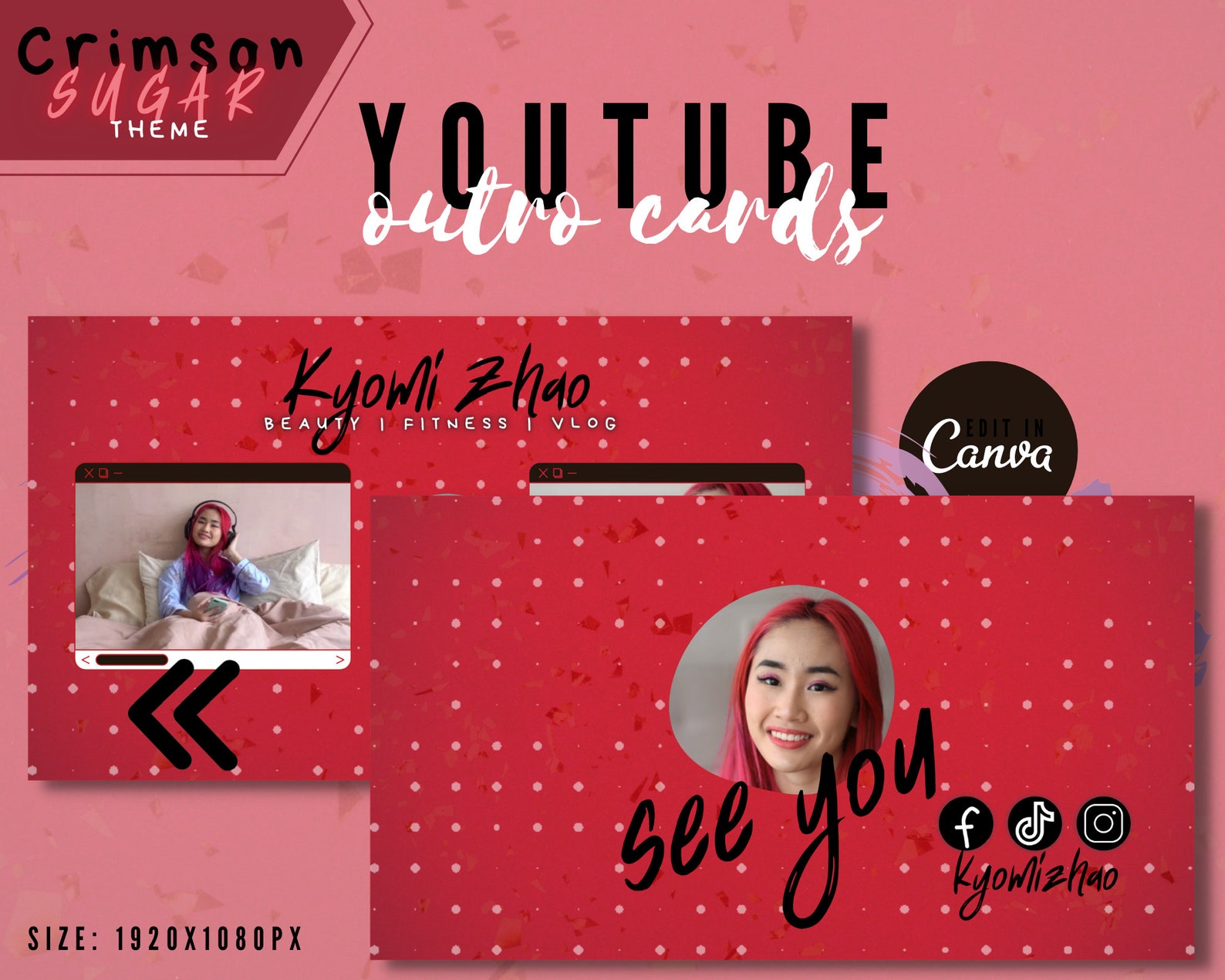 Youtube Channel Kit - Editable in Canva - Vlogger - Social Media Card ...