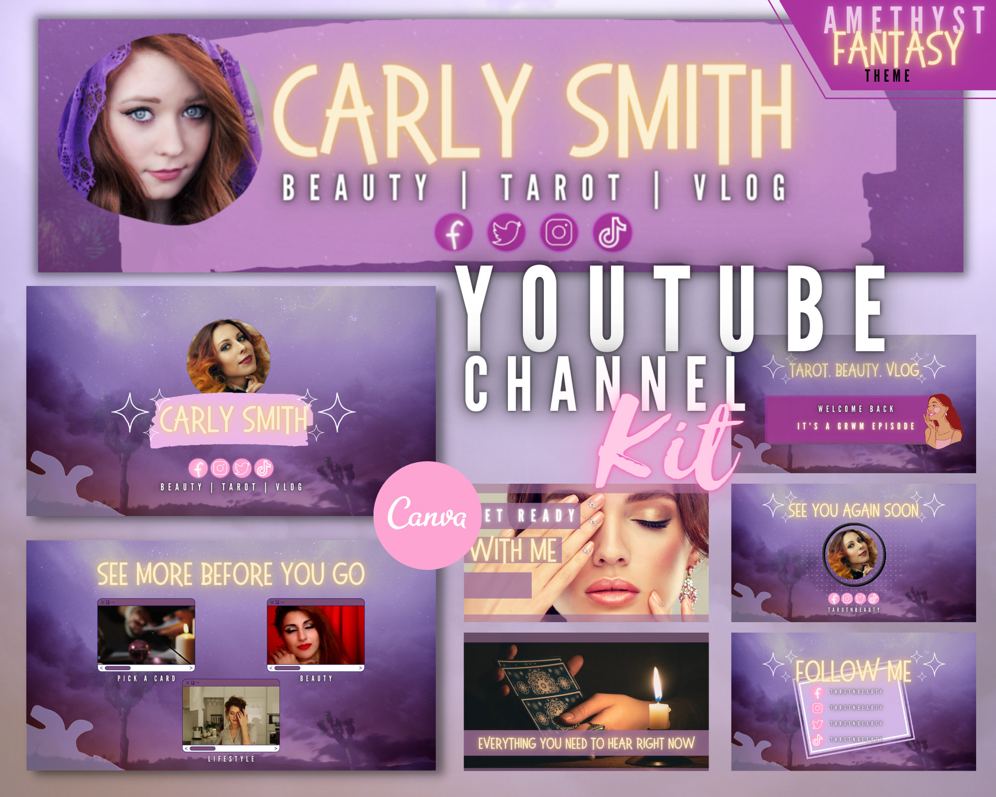 Vlogger Youtube Channel Kit Social Media Card Branding Kit With Banner ...