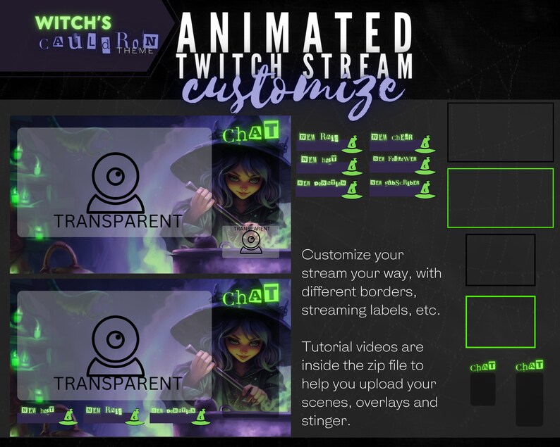 Witch's Cauldron Animated Twitch Streaming Package - Halloween Theme ...