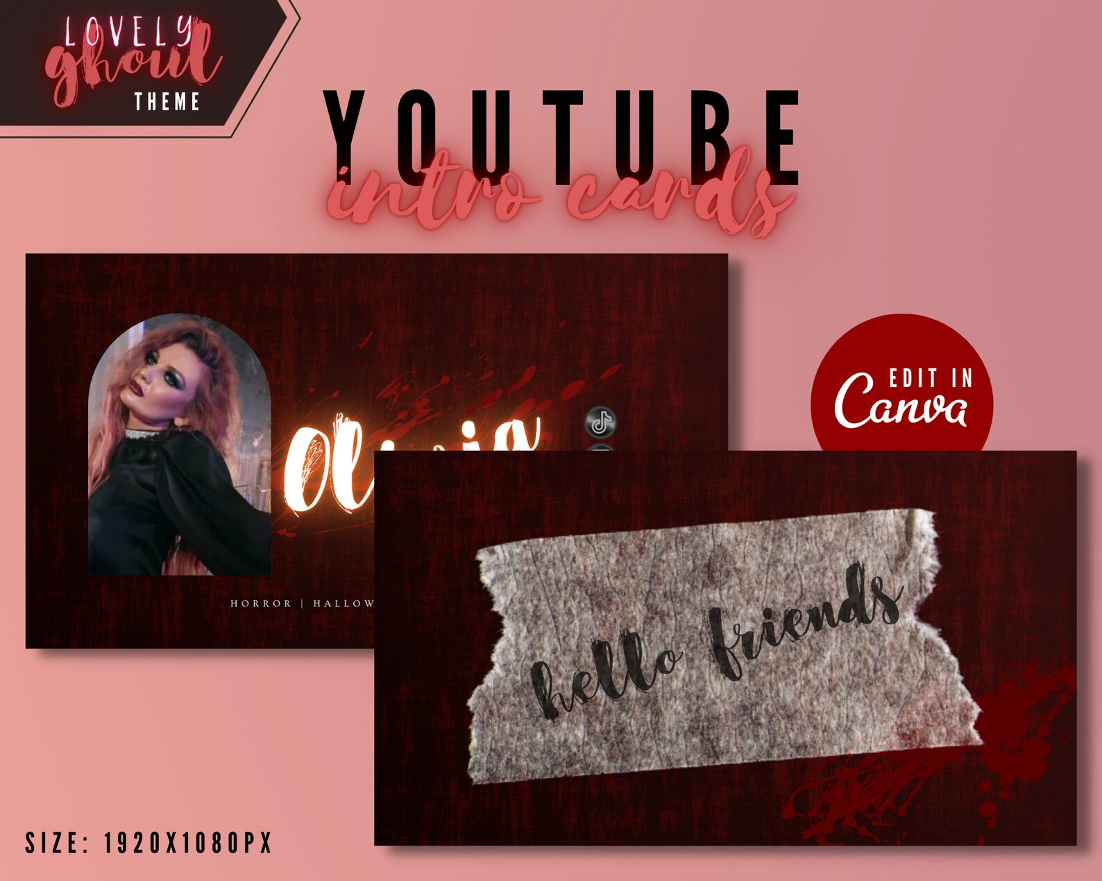 Youtube Intro Horror - Dark Theme Branding Channel Kit - Red, Goth ...