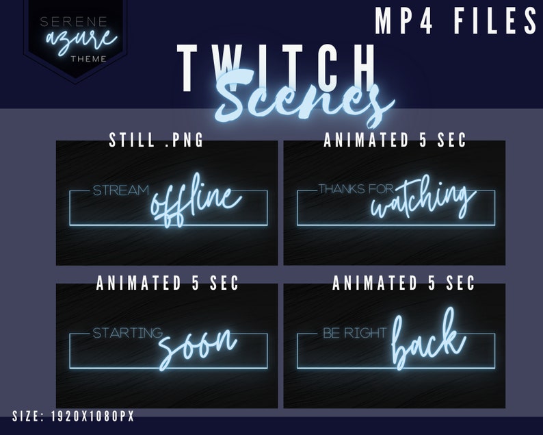 Neon Black & Baby Blue Animated Twitch Streaming Package - Labels ...