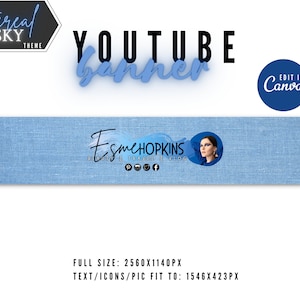 Blue Youtube Branding Kit - Channel Art Intro and Outro Aesthetic ...