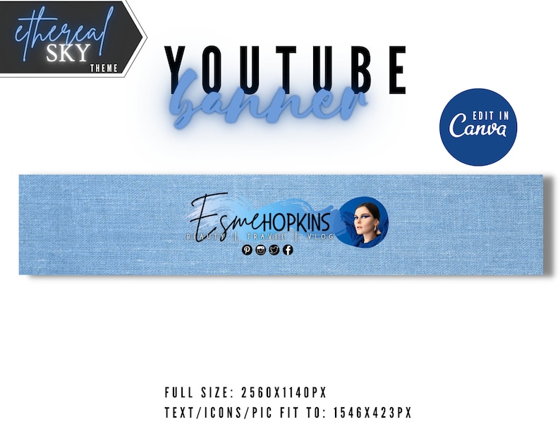 Blue Youtube Branding Kit Channel Art Intro and Outro - Etsy