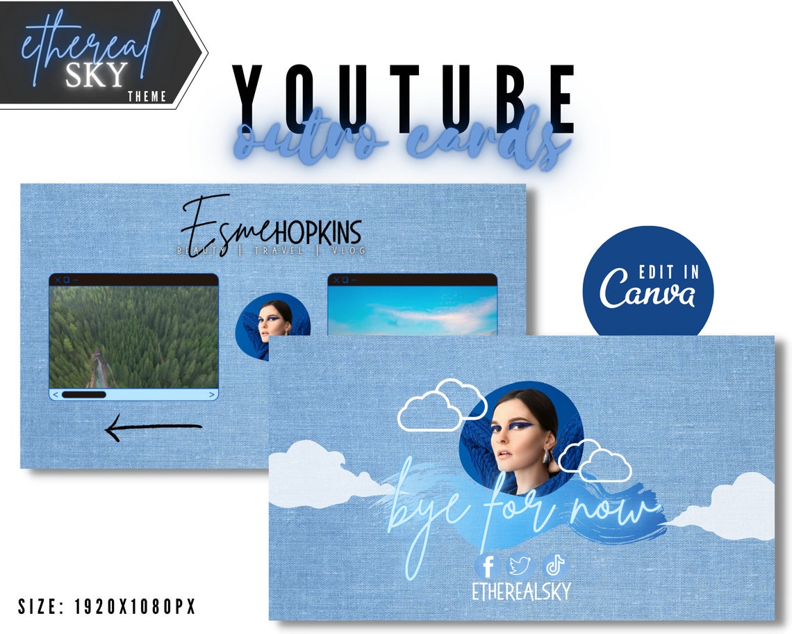 Blue Youtube Branding Kit Channel Art Intro and Outro - Etsy