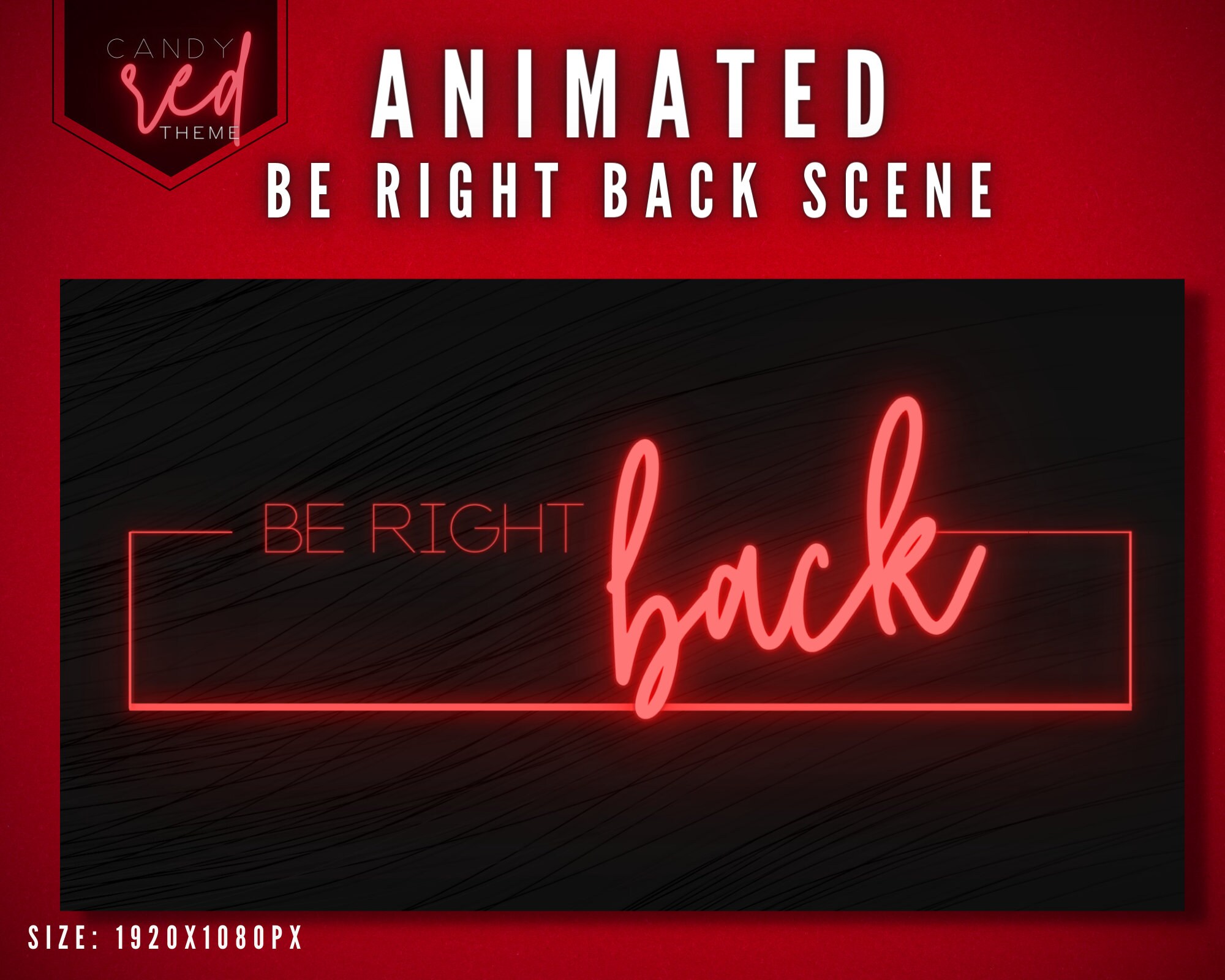 Animated Neon Red Twitch Streaming Scenes - Screen Pack - Starting Soon ...