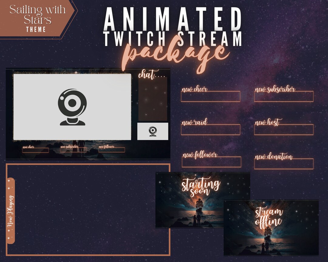 Sailing With Stars Animated Twitch Streaming Package - Labels, Panels ...