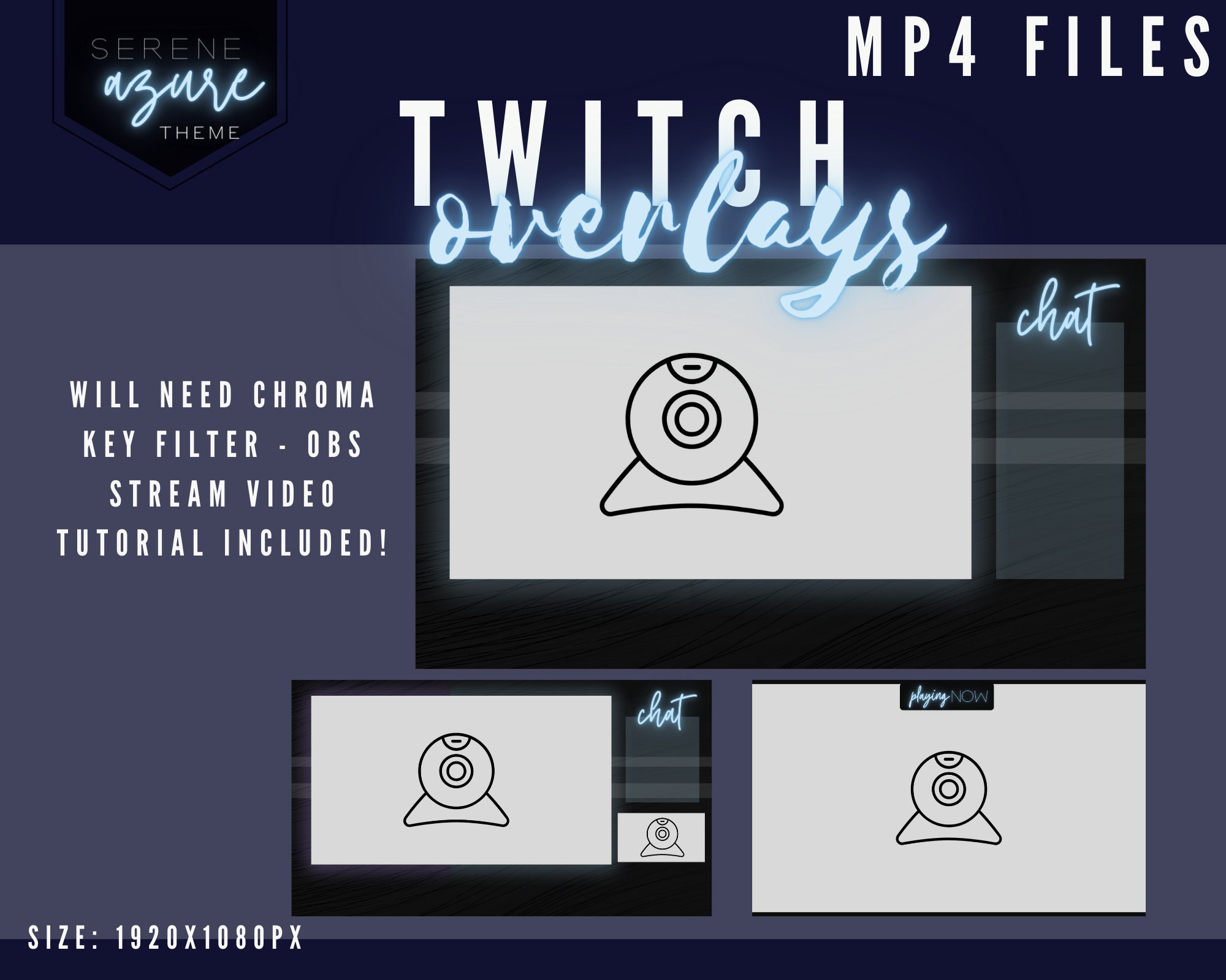 Neon Black & Baby Blue Animated Twitch Streaming Package - Labels ...