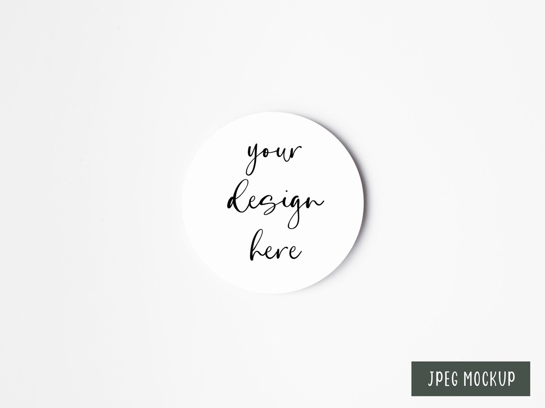 Round White Sticker Mockup, Round Label Tab Mock Up, Minimal Sticker ...