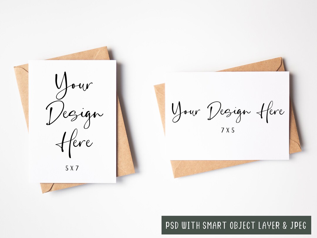 Multiple Greeting Card Mockup Portrait, 5x7 Portrait and Landscape Card ...