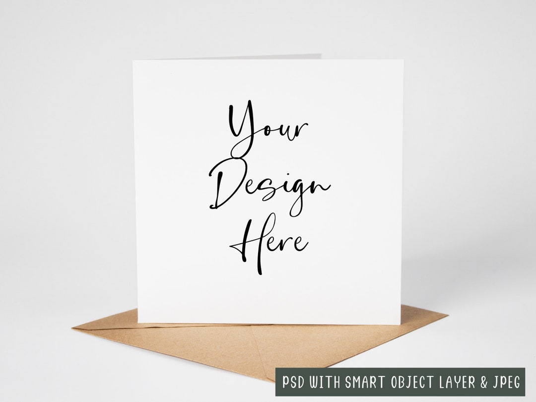 Minimal Square Standing Portrait Greeting Card Mockup, PSD Mock up With ...