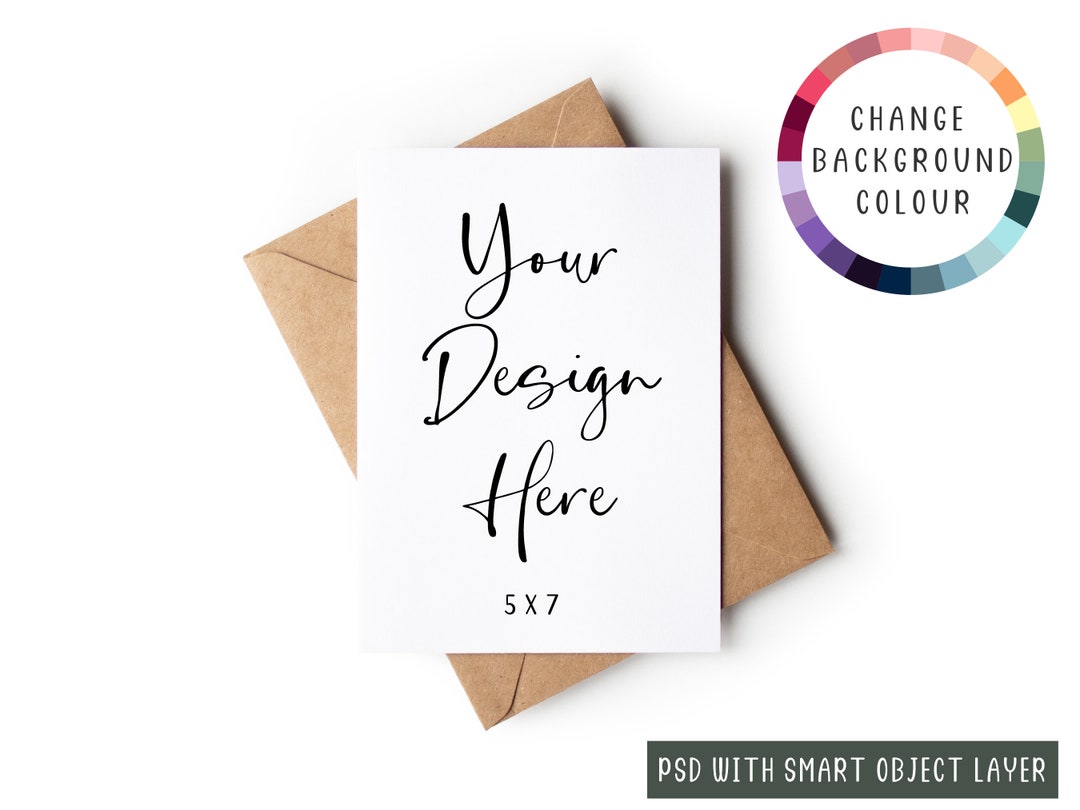 Minimal Portrait 5x7 Greeting Card Mockup With Changeable Background ...