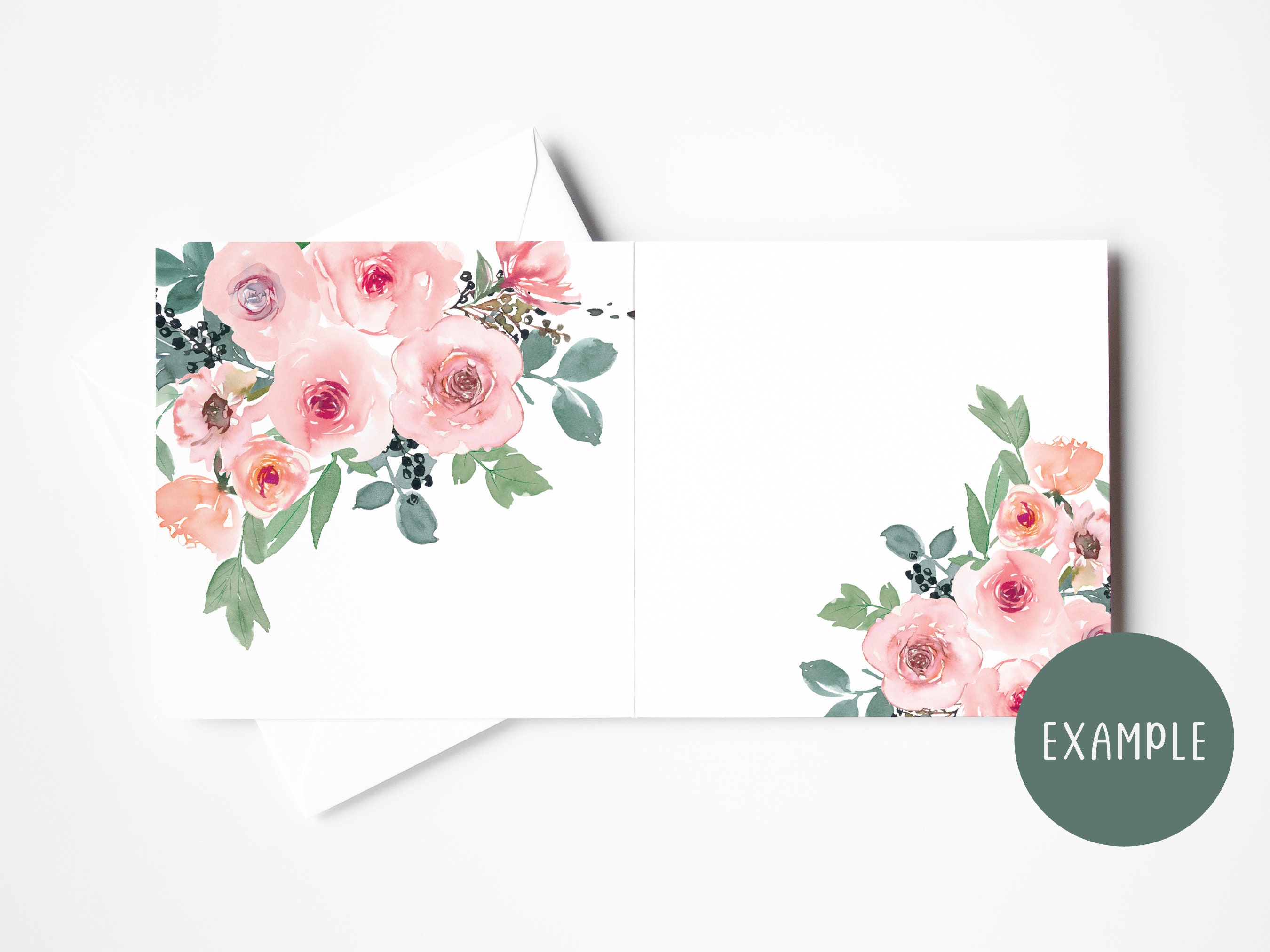 Minimal Square Open Card Mockup With White Envelope, Display Message ...