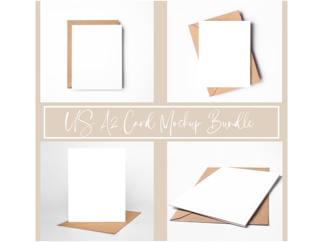 4no US A2 Greeting Card Mockups, 4.25 X 5.5 Inch Minimal Digital Mock ...