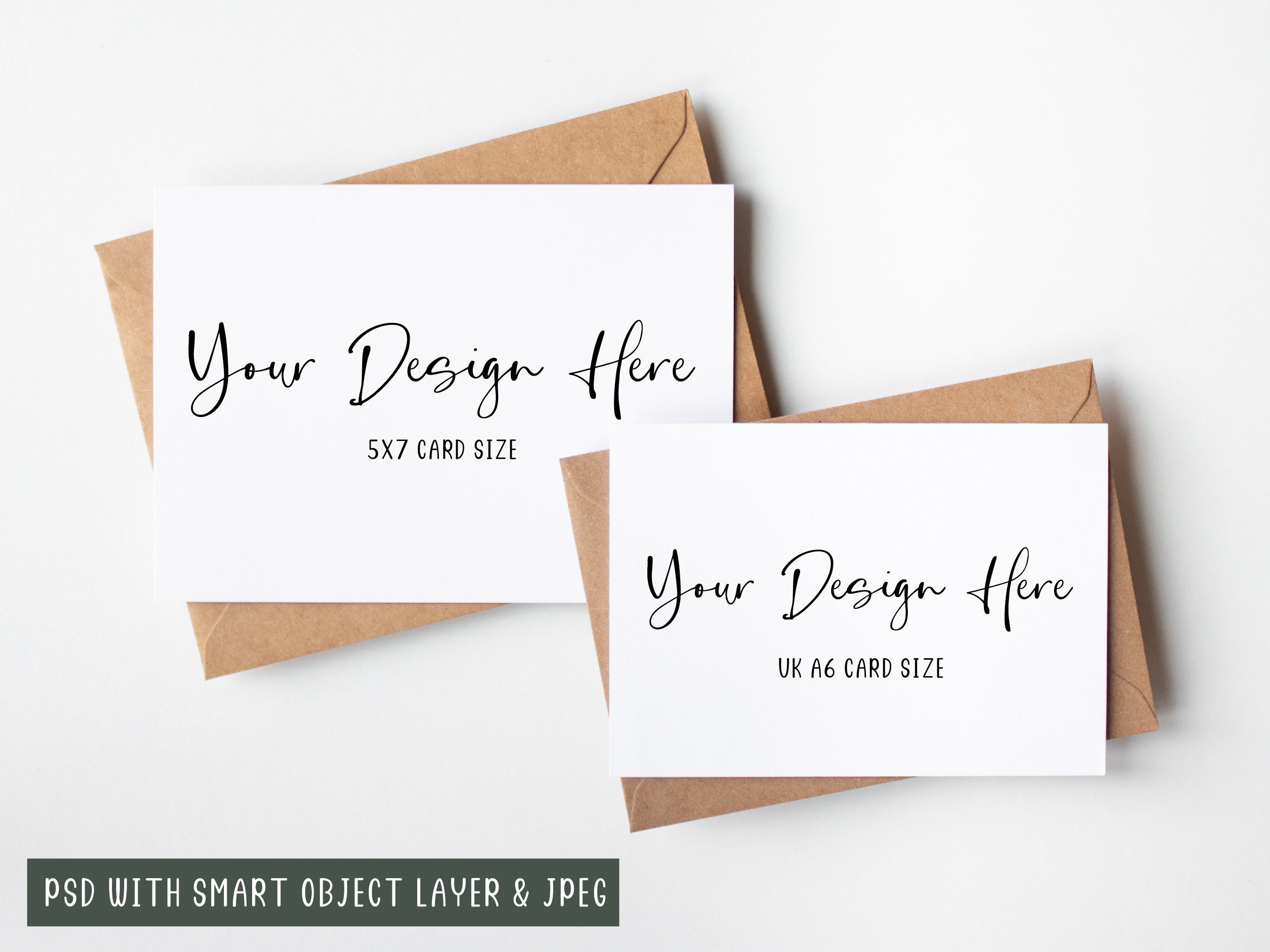 Multiple Greeting Card Mockup Landscape, 7x5 & A6 Sized Overlain Card ...
