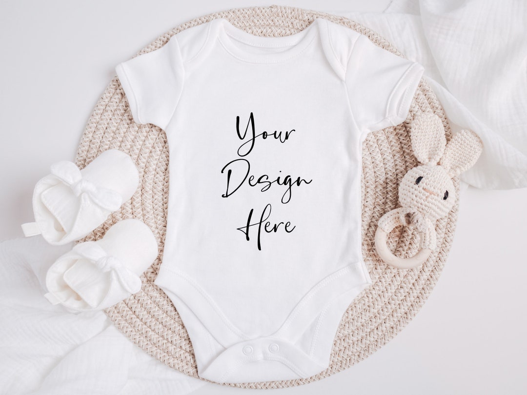 Baby Vest Bodysuit Mockup, White Baby Vest Mock Up, Baby Romper Flat ...