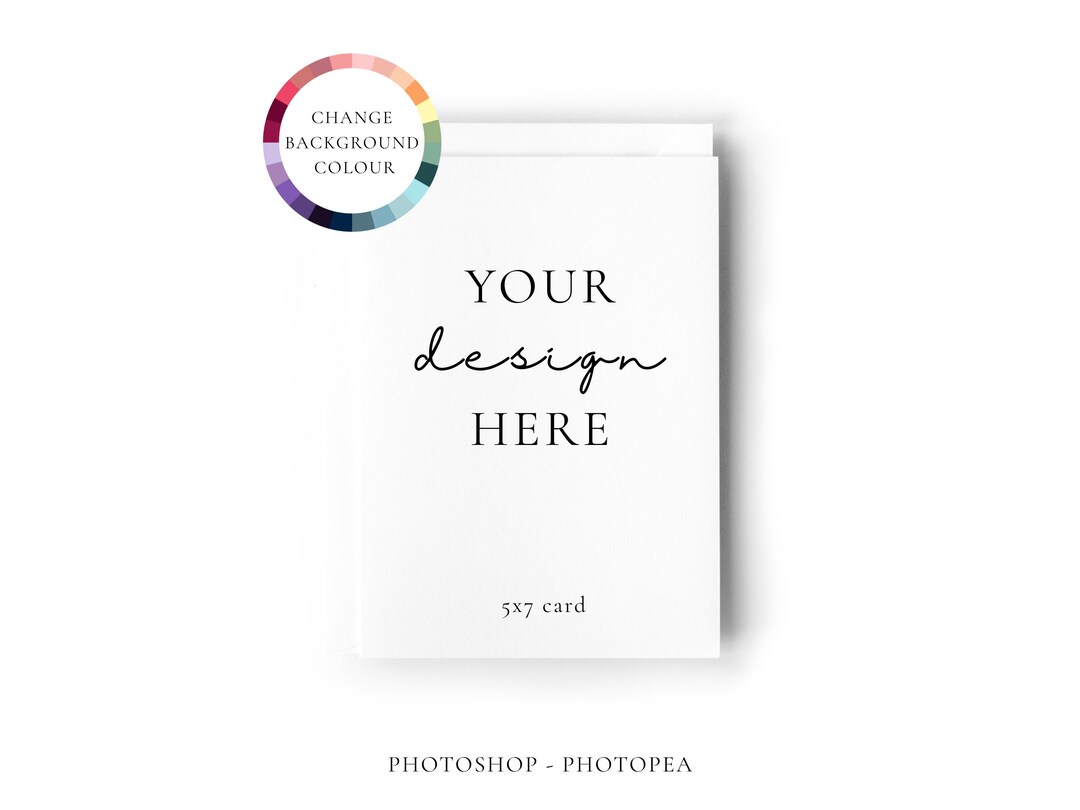 Minimal Portrait 5x7 White Greeting Card Mockup With Changeable ...