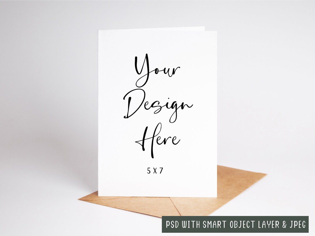 Minimal 5x7 Standing Portrait Greeting Card Mockup, PSD Mock up With ...
