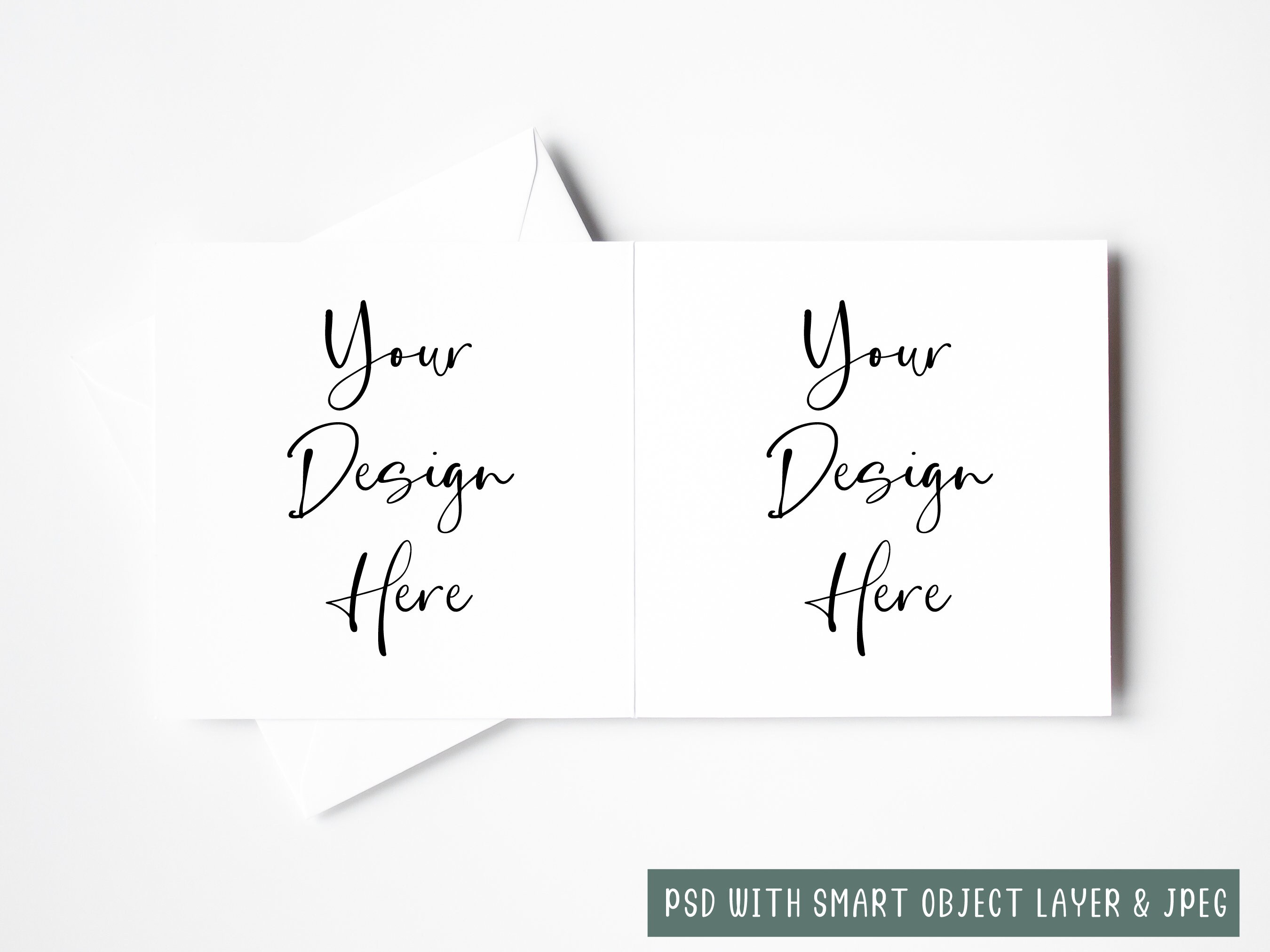 Minimal Square Open Card Mockup With White Envelope Display - Etsy