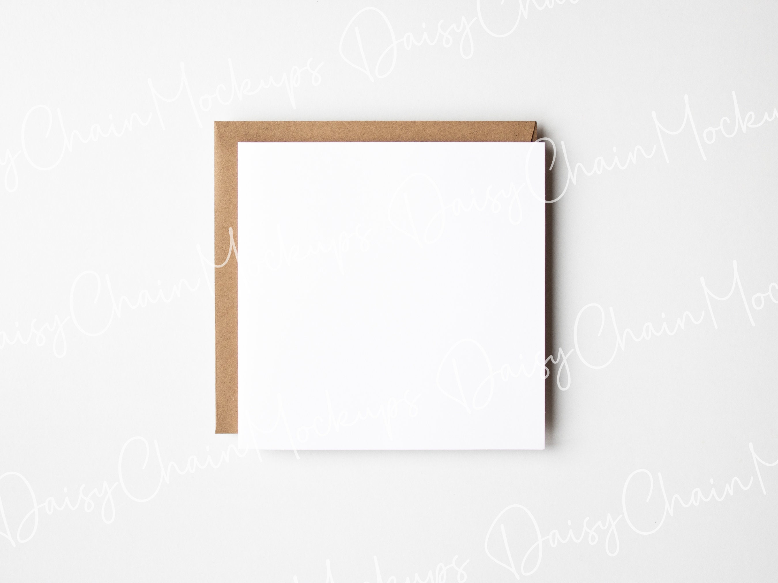 Minimal Square Greeting Card Mockup With Kraft Envelope White - Etsy