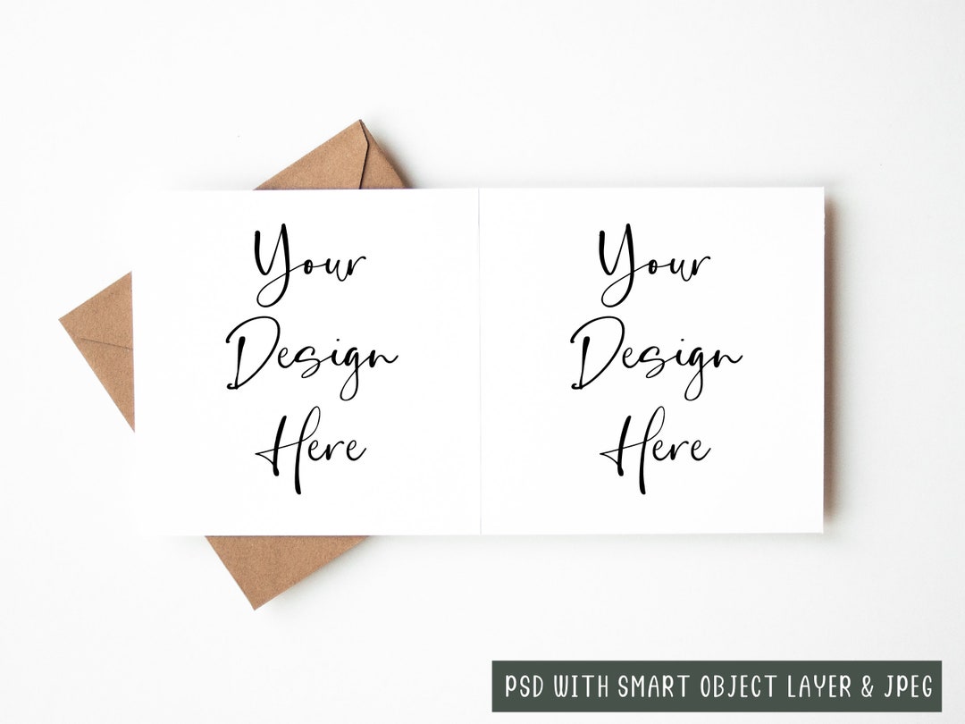 Minimal Square Open Greeting Card Mockup Portrait, Display Message ...