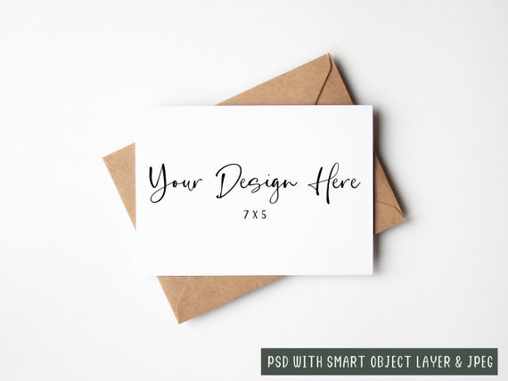 Minimal 7x5 Greeting Card Mockup With Diagonal Kraft Envelope - Etsy
