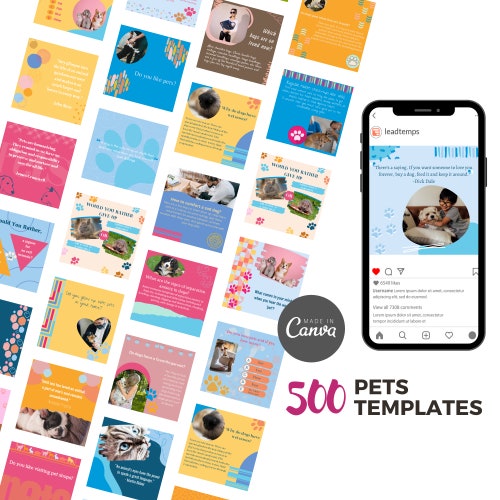 Pet Promotion Social Media Canva Templates Pets Engagement - Etsy