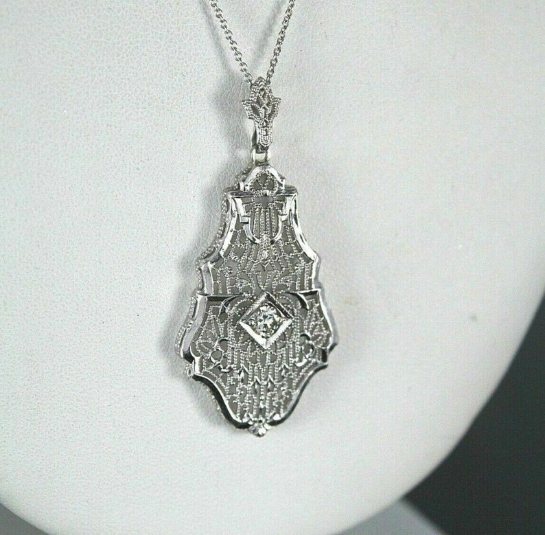 Women's Art Deco Filigree Style Pendant, 925 Silver Hip Hop Party Wear ...