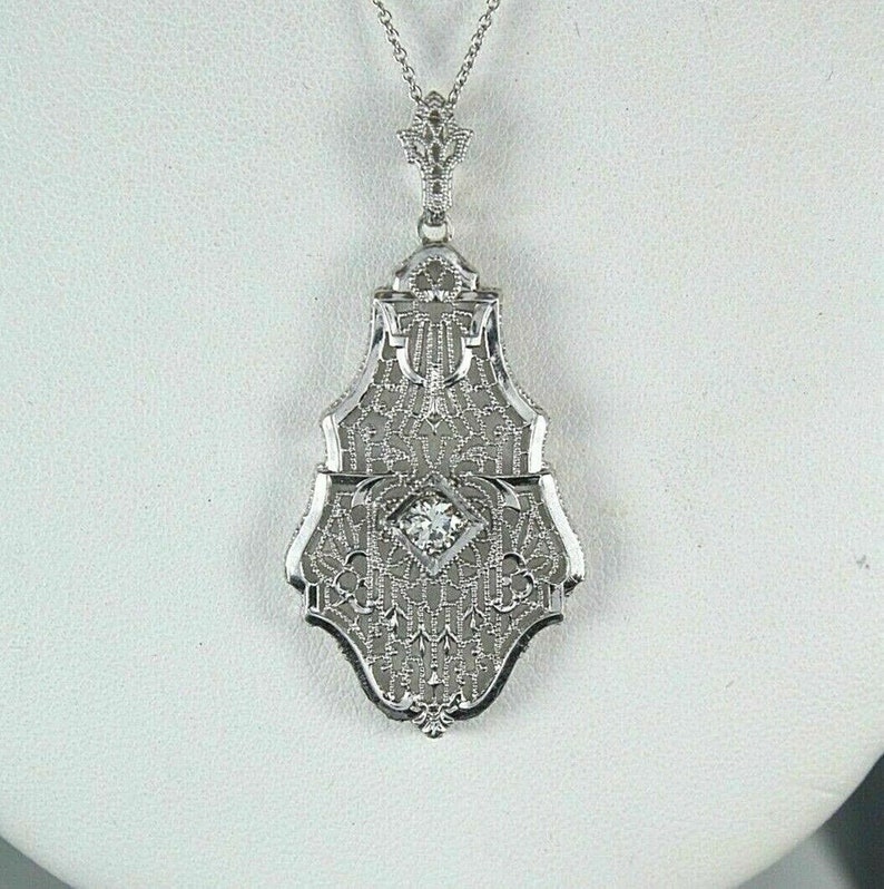 Women's Art Deco Filigree Style Pendant, 925 Silver Hip Hop Party Wear ...