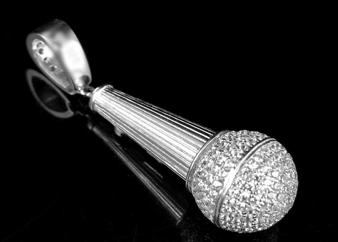 Microphone Pendant, Round Moissanite Diamond Hip Hop Men's Pendant, Mic ...