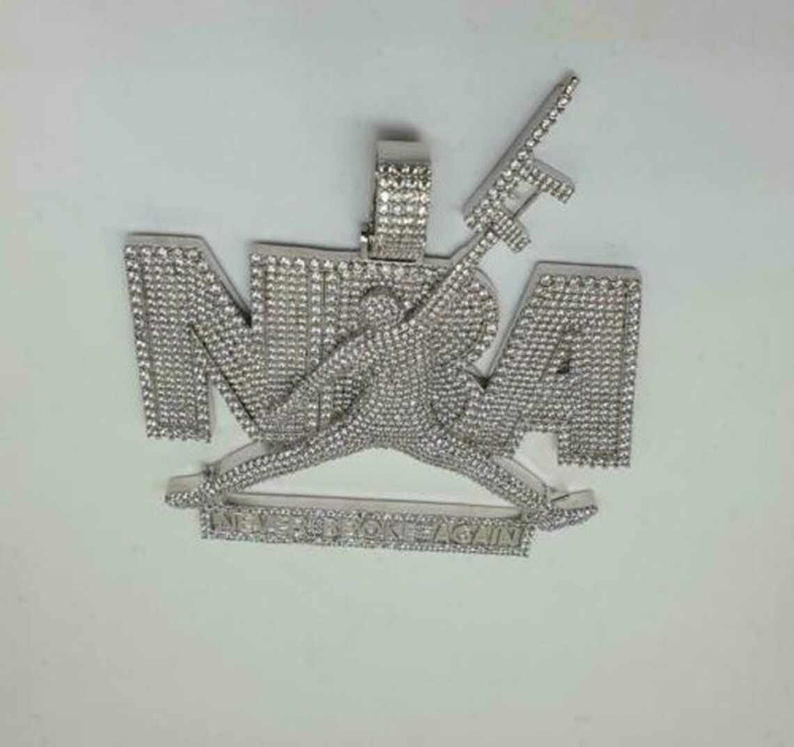 Never Broke Again NBA Pendant, Pave Set Round Diamond Pendant, Hip Hop ...