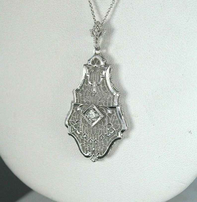 Women's Art Deco Filigree Style Pendant, 925 Silver Hip Hop Party Wear ...