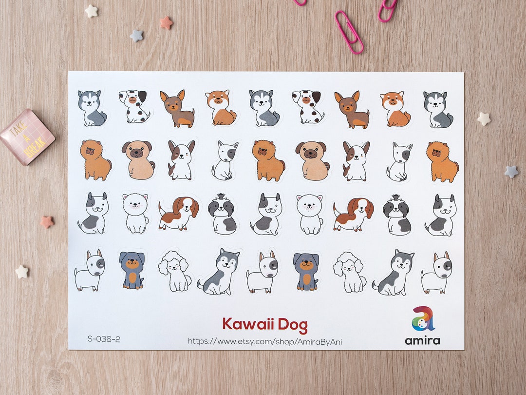 Kawaii Dog Stickers, Dog Stickers, Animal Stickers, Planner Stickers ...