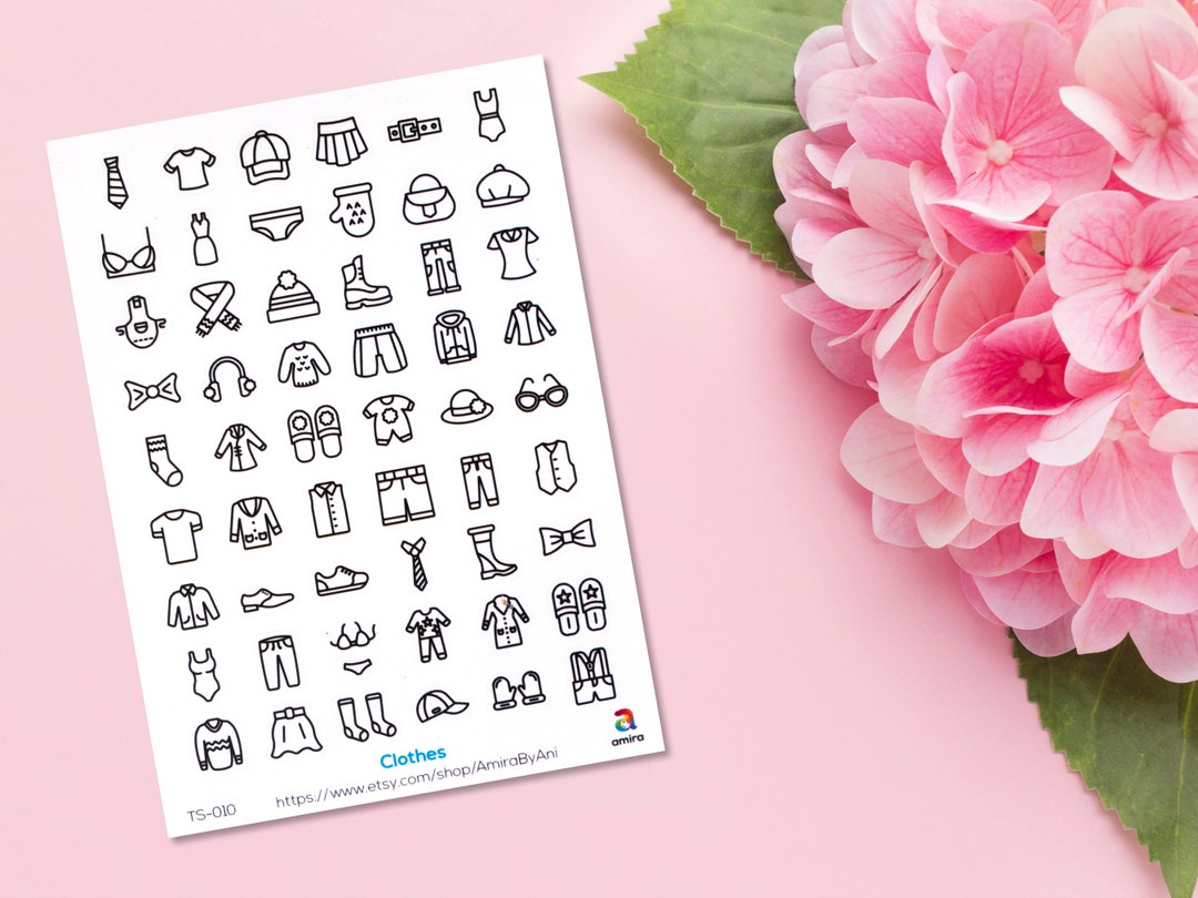 Clothes Transparent PVC Stickers, Clothes Stickers, Planner, Checklist ...