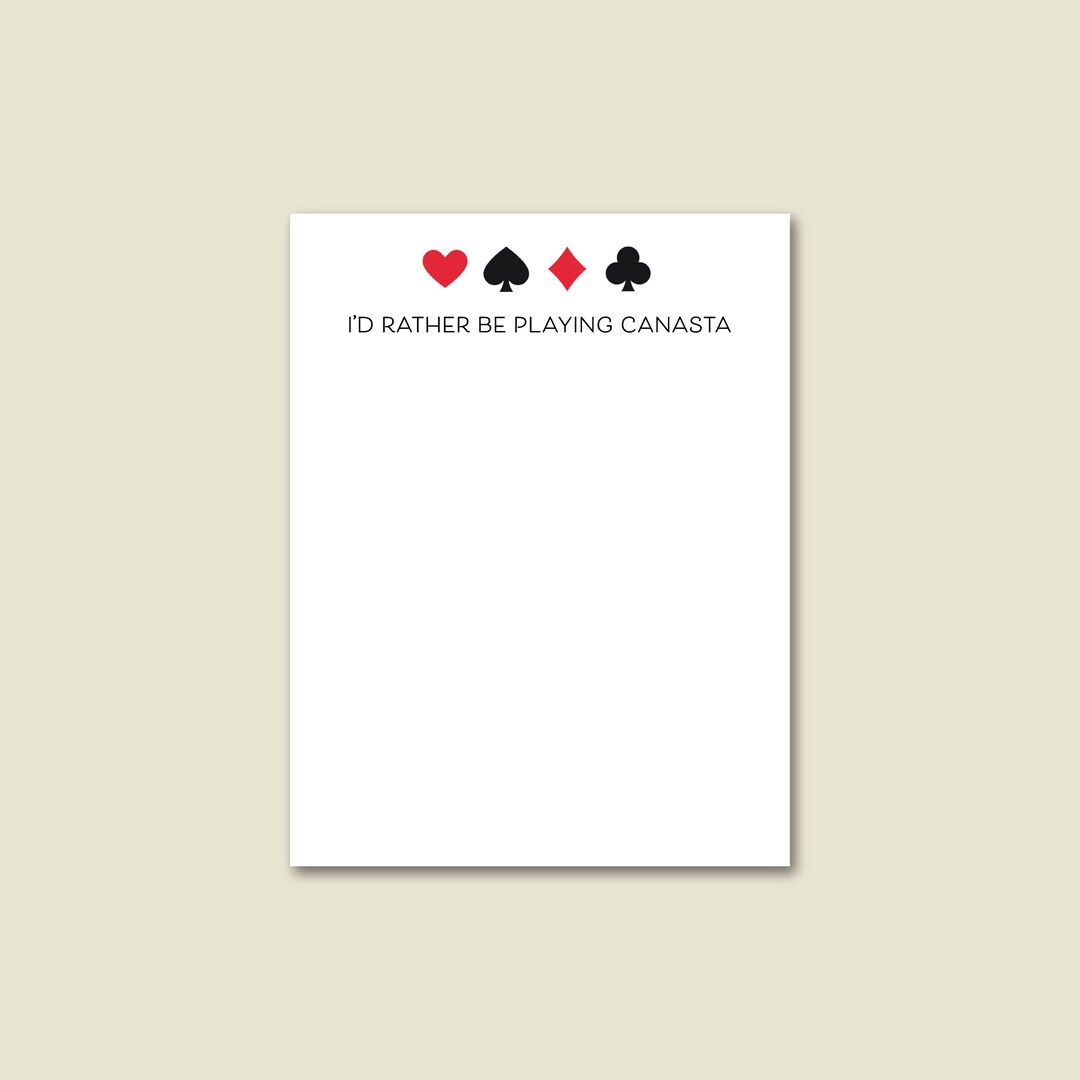 Canasta Gift, I'd Rather Be Playing Canasta Notepad - Etsy
