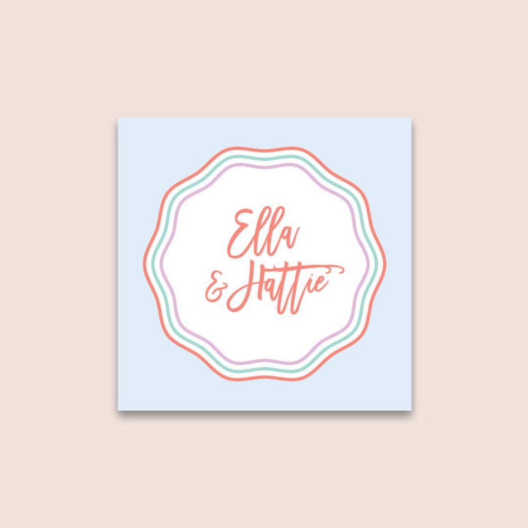 Wavy Lines (triple) Personalized Gift Tag or Sticker, Squiggle Design ...