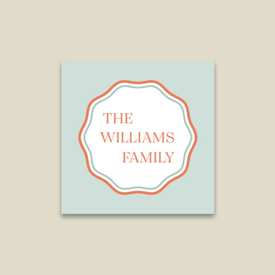 Wavy Lines (double) Personalized Gift Tag or Sticker, Squiggle Design ...