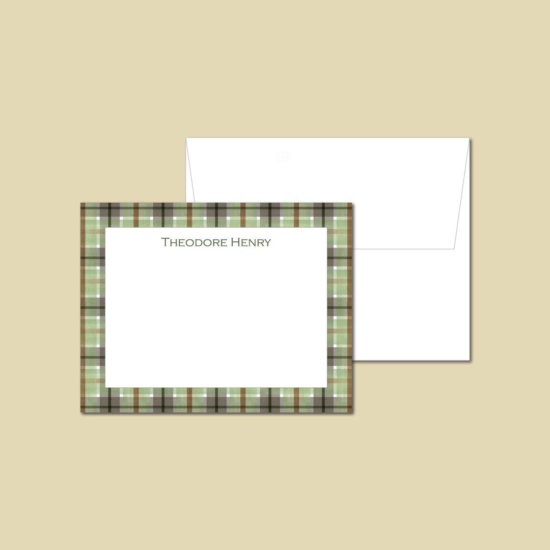 Stationery for Guys, Fall Plaid Notes, Personalized Stationery ...