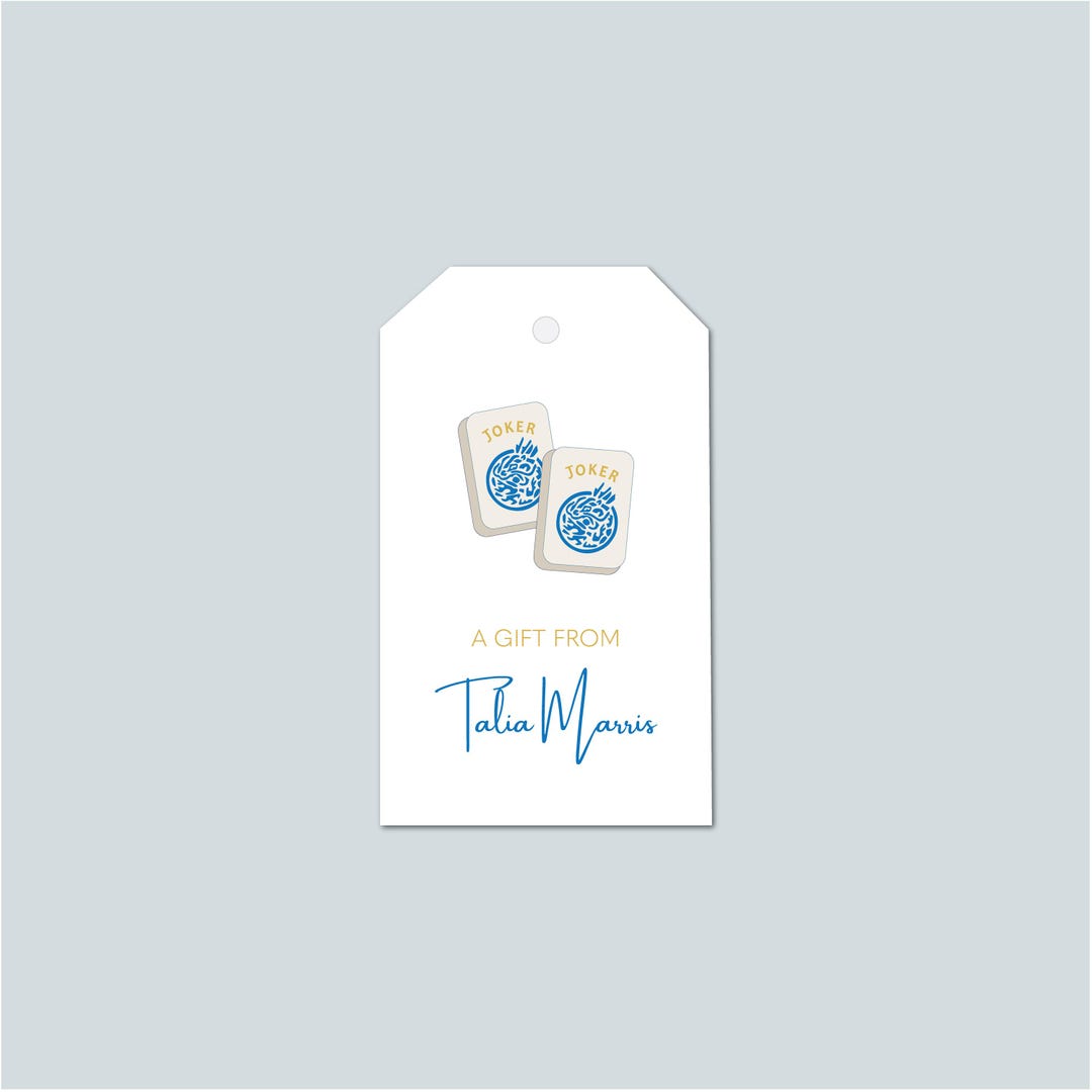 Mahjong Gift Tag Personalized, Mahj Tile Gift Wrap, Printed Holiday Tag ...