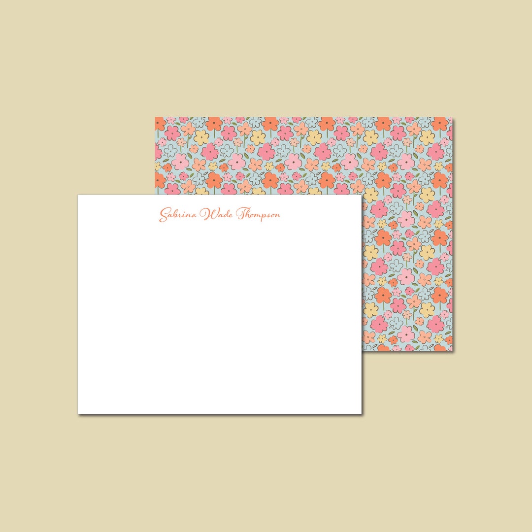 Personalized Floral Pattern Notecards, Personalized Stationery Set - Etsy