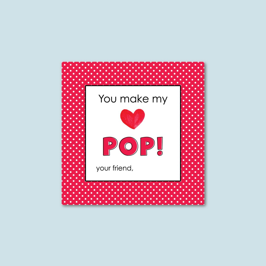 Printable You Make My Heart POP Valentines, Happy Valentine's Day - Etsy