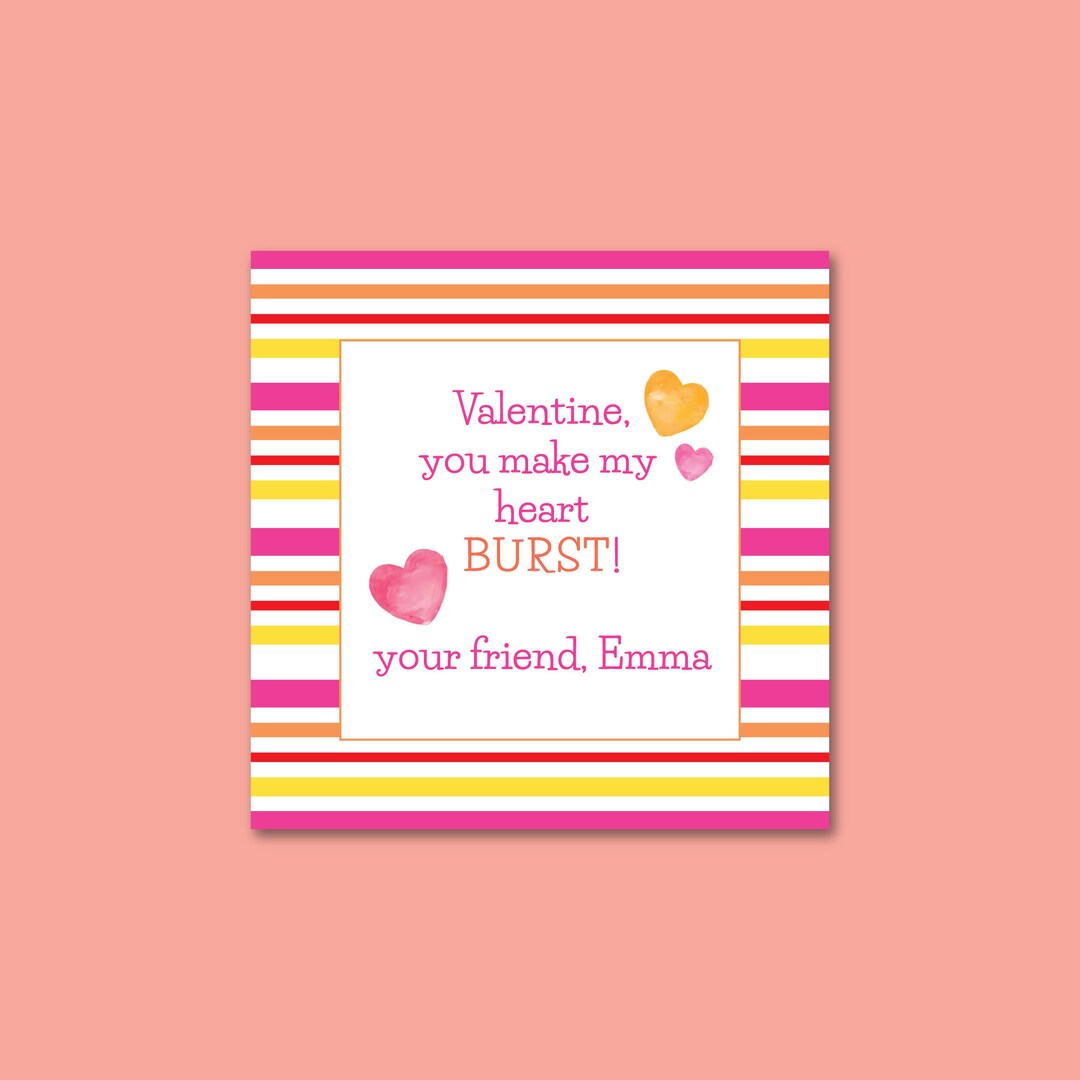 Personalized PRINTABLE, You Make My Heart Burst Valentine, Happy ...
