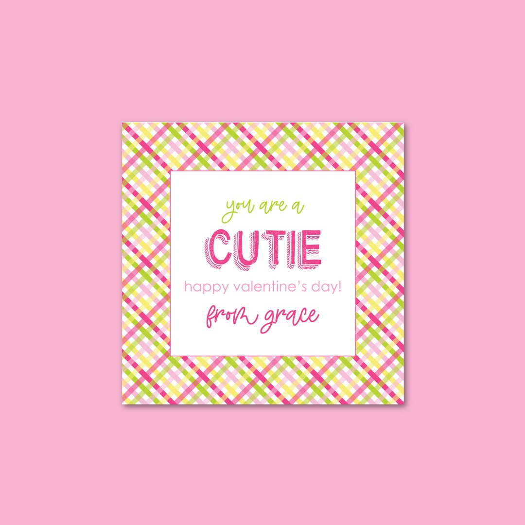 Personalized PRINTABLE Cutie Valentine, Happy Valentine's Day Gift Tag ...