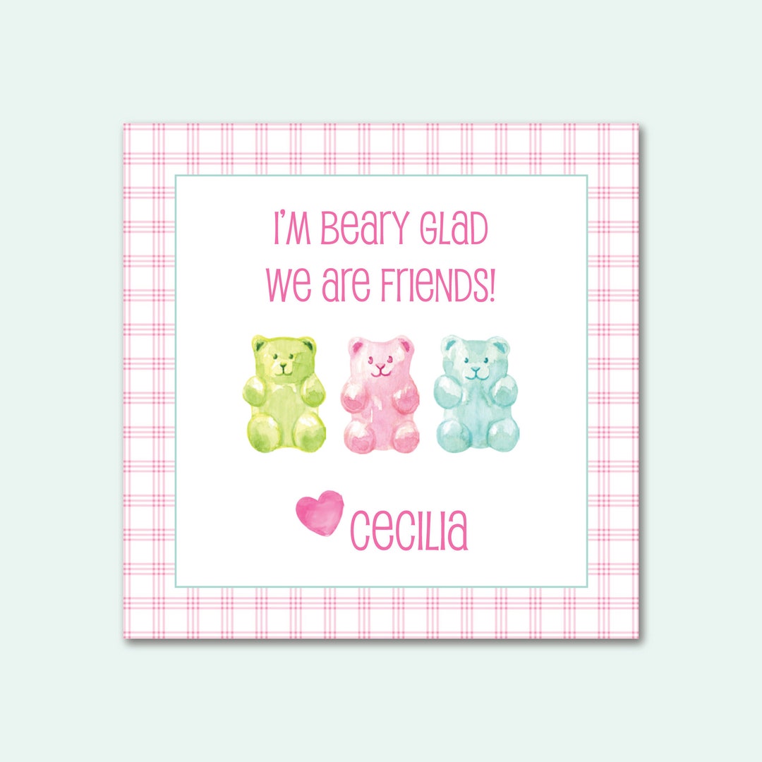 PRINTABLE, Beary Glad We Are Friends Valentine, Candy Valentine ...