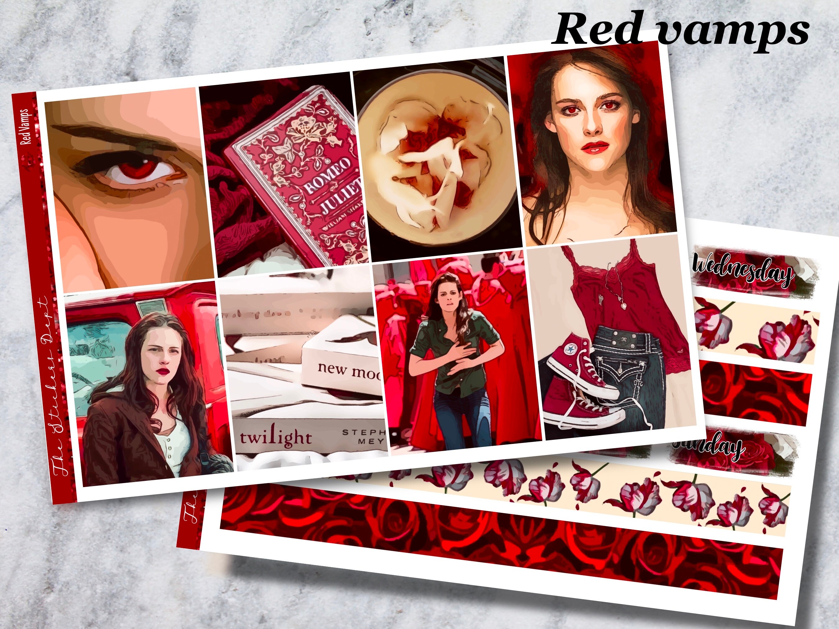 Red Vamps Weekly Printable Planner Sticker Kit L Vampire Fandom ...