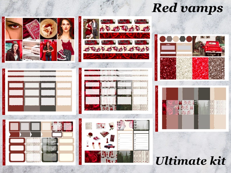 Red Vamps Weekly Printable Planner Sticker Kit L Vampire Fandom ...