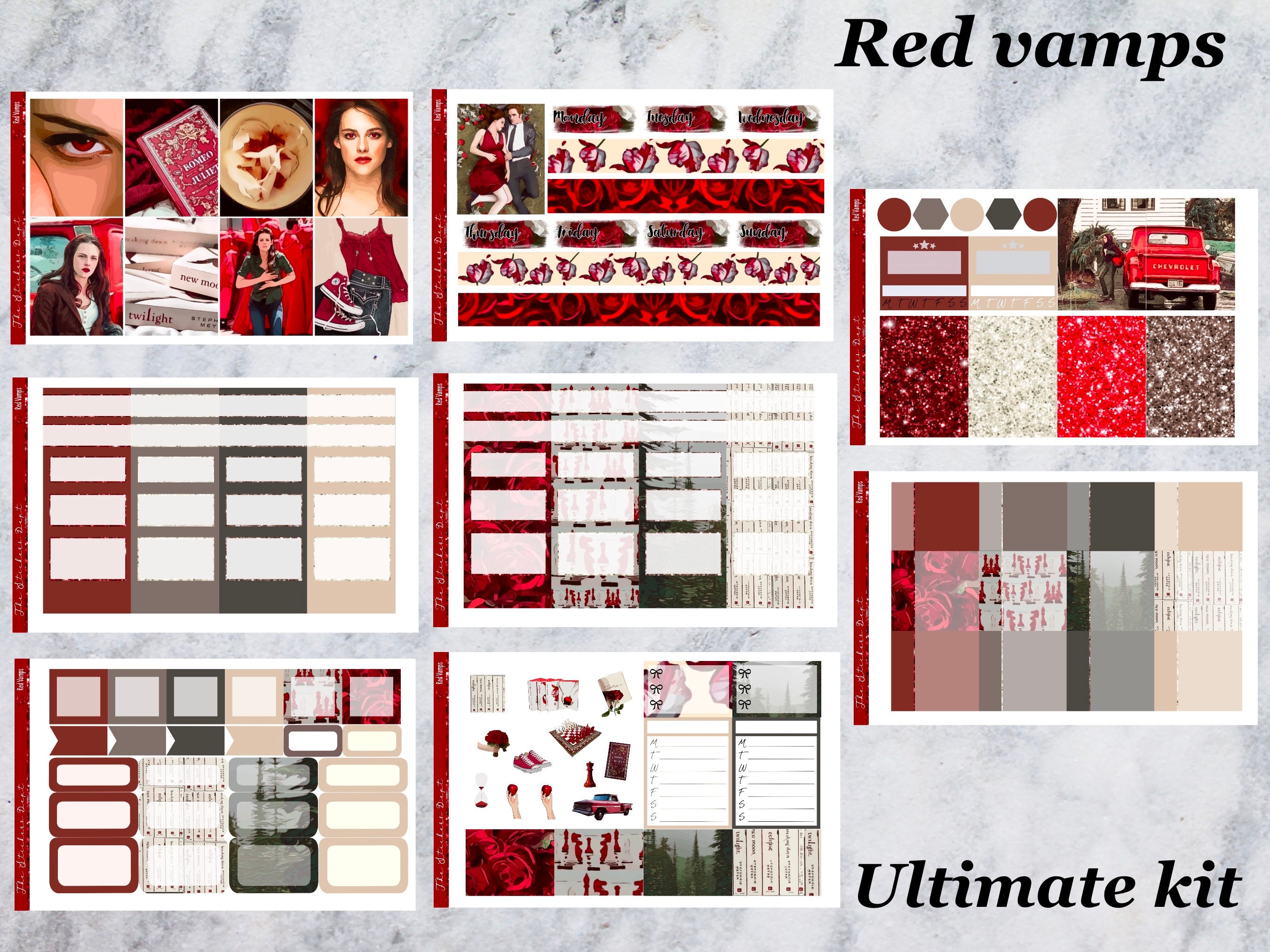 Red Vamps Weekly Printable Planner Sticker Kit L Vampire Fandom ...