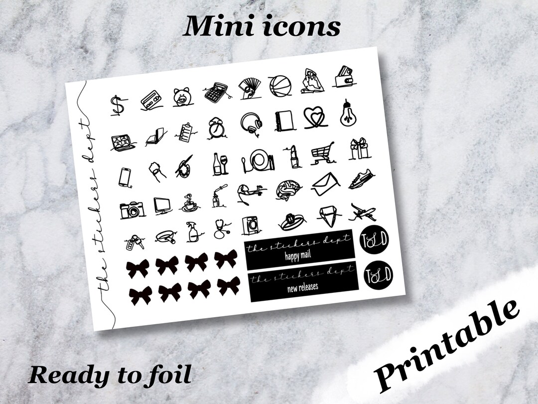 Ready to Foil Printable Sticker Mini Icons Perfect for Memory Planning ...