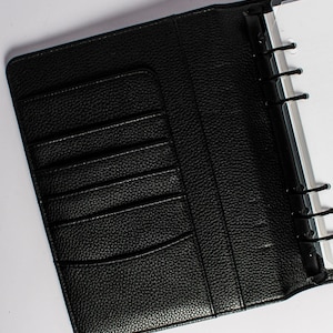 Black Leather A5 Planner Cover | Refillable 6-ring A5 Binder | Pebbled ...
