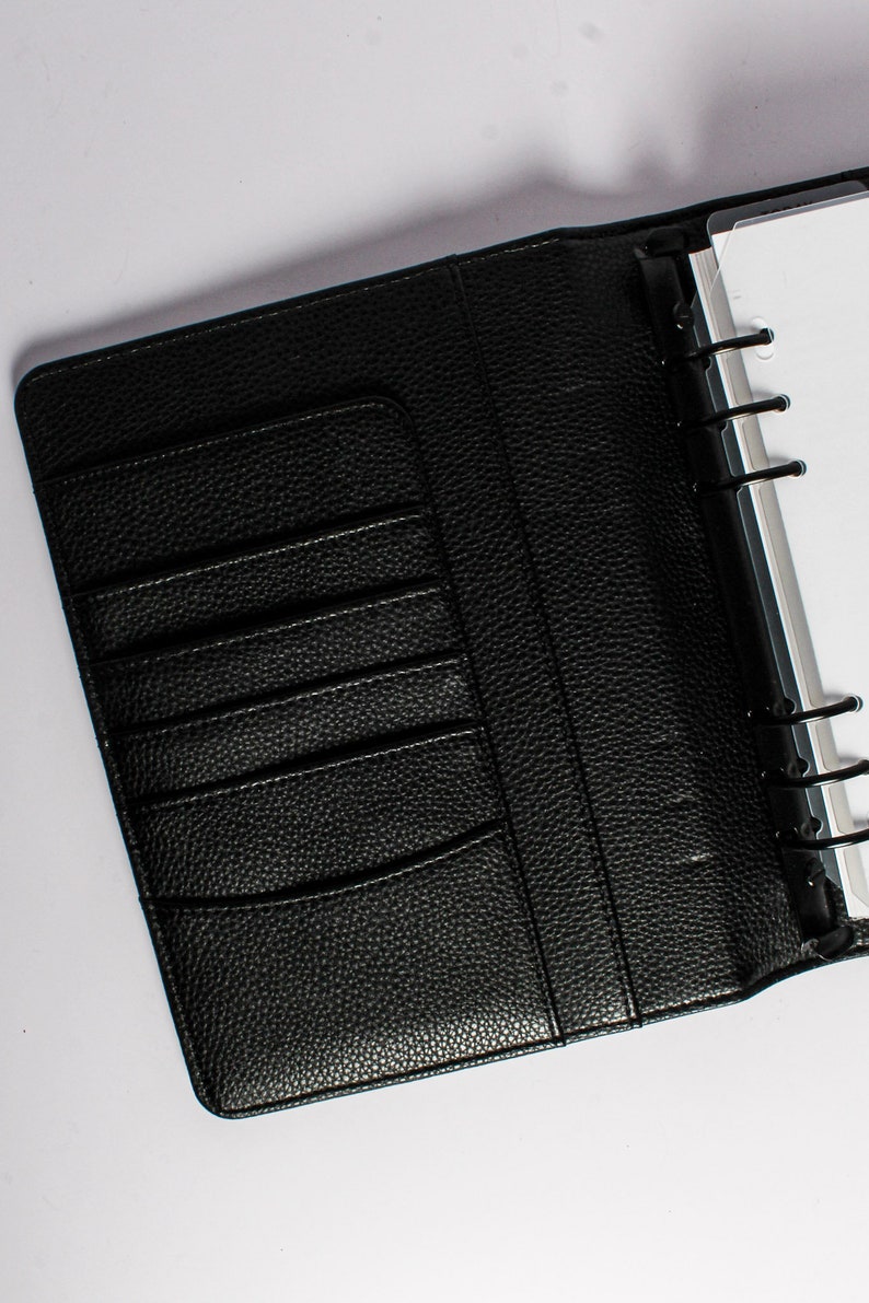 Black Leather A5 Planner Cover | Refillable 6-ring A5 Binder | Pebbled ...